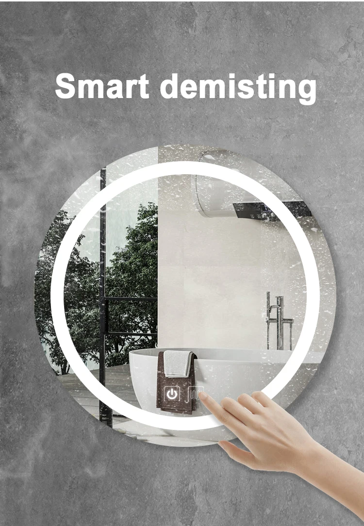 Modern Round Bath Mirrors with LED & Defogger - Hotel Quality