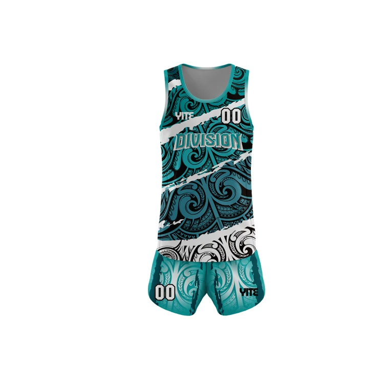 Wholesale Fully Sublimation Polyester Blue Full Rugby Uniform Set ...