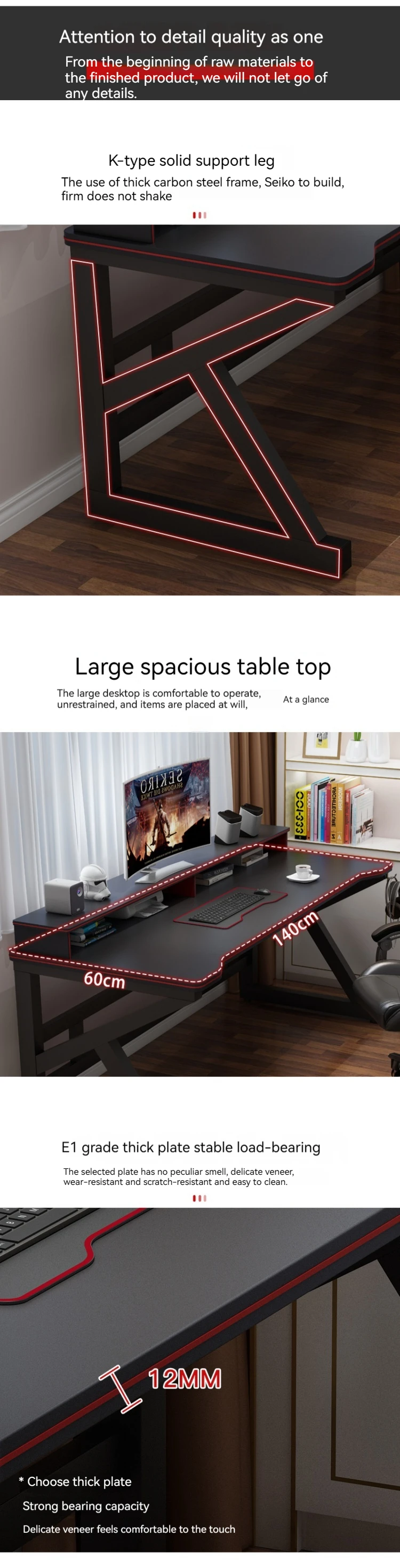 Fiberboard Surface.rgb Gaming Gaming Desk Suitable For Desks For Home ...