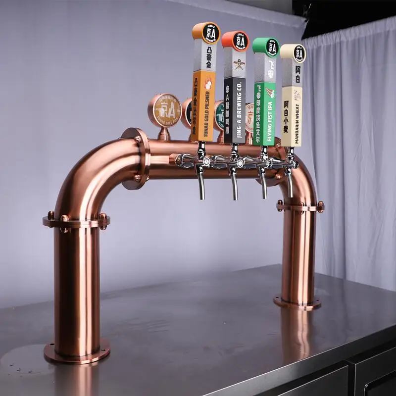 Custom Copper Bridge Beer Column Font 4 Tap Bar Stainless Steel Beer ...