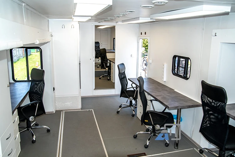 2 Rooms Expandable Mobile Office Trailer with Bathroom One Side Slide ...