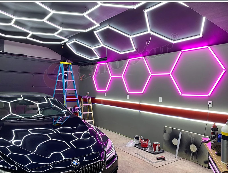 6500k Hexagonal Garage Led Light Honeycomb Ceiling Light Grid Led Light ...