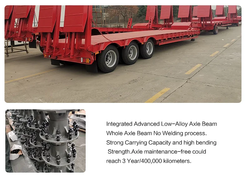 Hydraulic Ladder Low Loader 3 Axle 80 Ton Lowbed Semi Trailer with ...