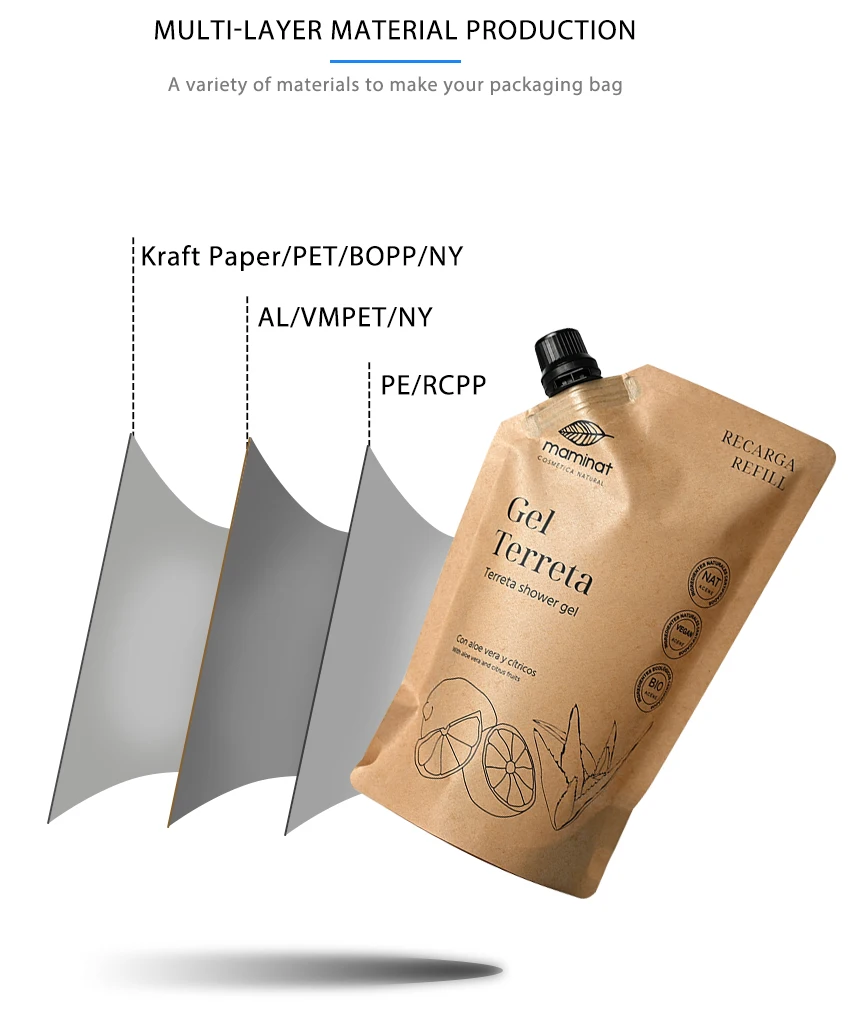 Biodegradable Reusable Stand up Plastic Juice Pouch Bags