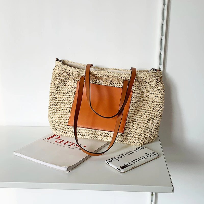 Personalized Summer Beach Straw Tote Bag Ins Retro Woven Holiday Wind ...