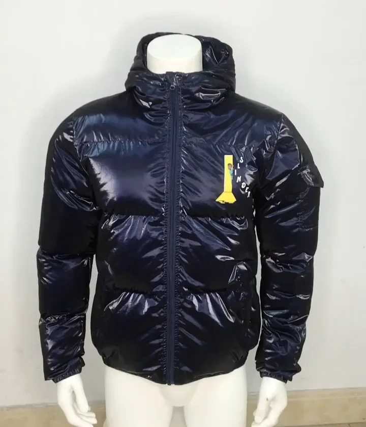 Men Fashion New Design Winter Puffer Shiny Jacket Men Warm Metallic ...