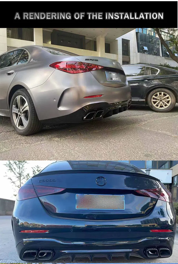 Abs Material C63 Style Car Bumper Rear Lip Muffler Exhaust For Mercedes Benz C Class W206 C200l ...
