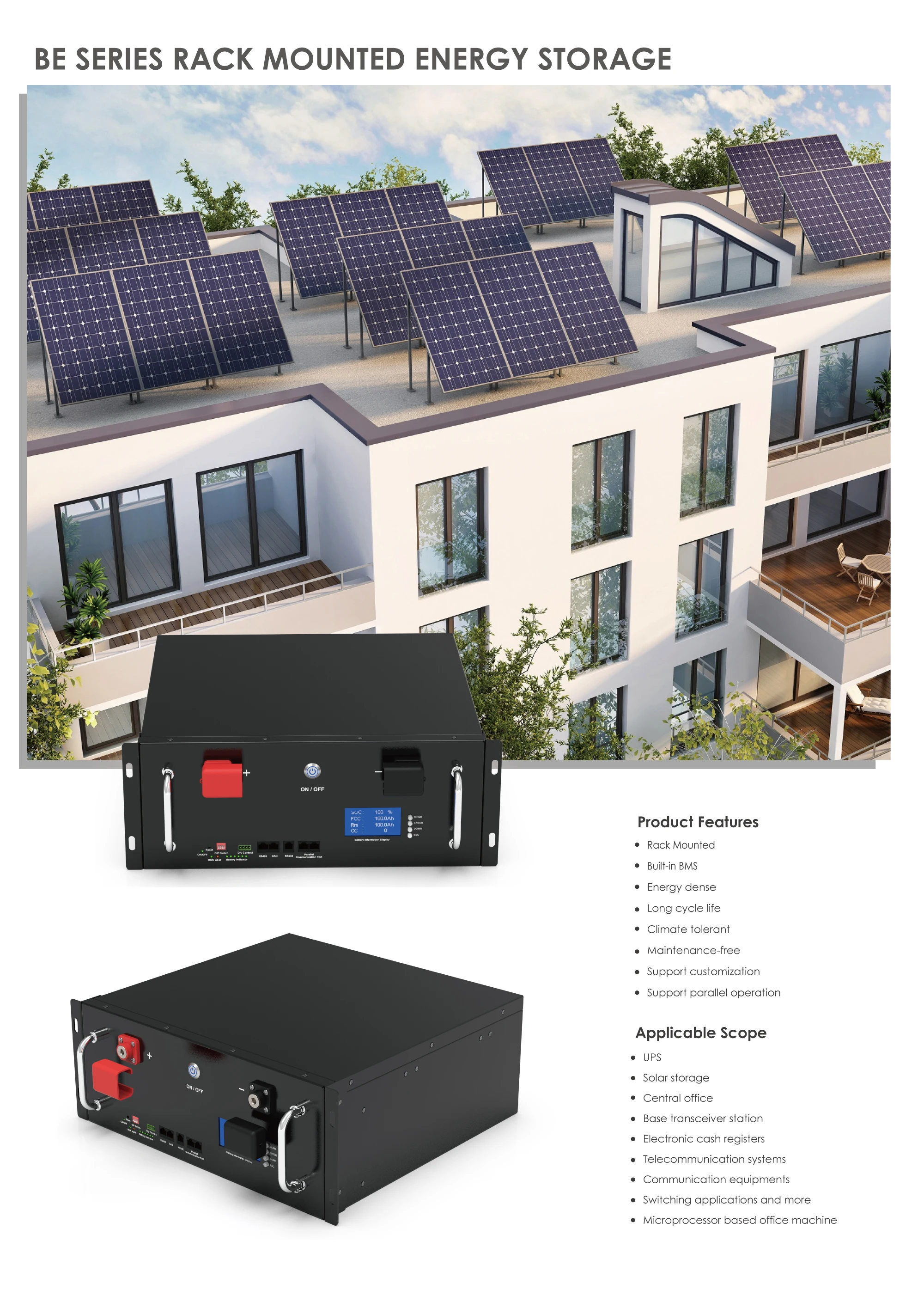 LFP Lithium Ion Battery Rack 48v 5kwh Solar Panel Battery Pack 48v 51 ...