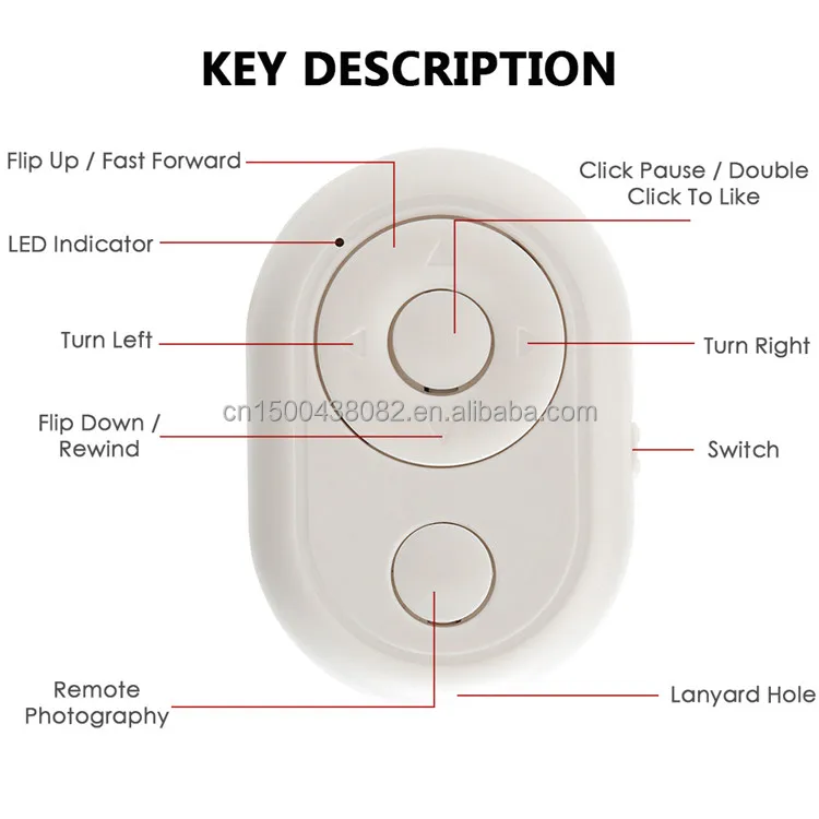 Mini Wireless Remote Shutter Controller Button Self-timer Camera Stick Shutter Release Phone ...