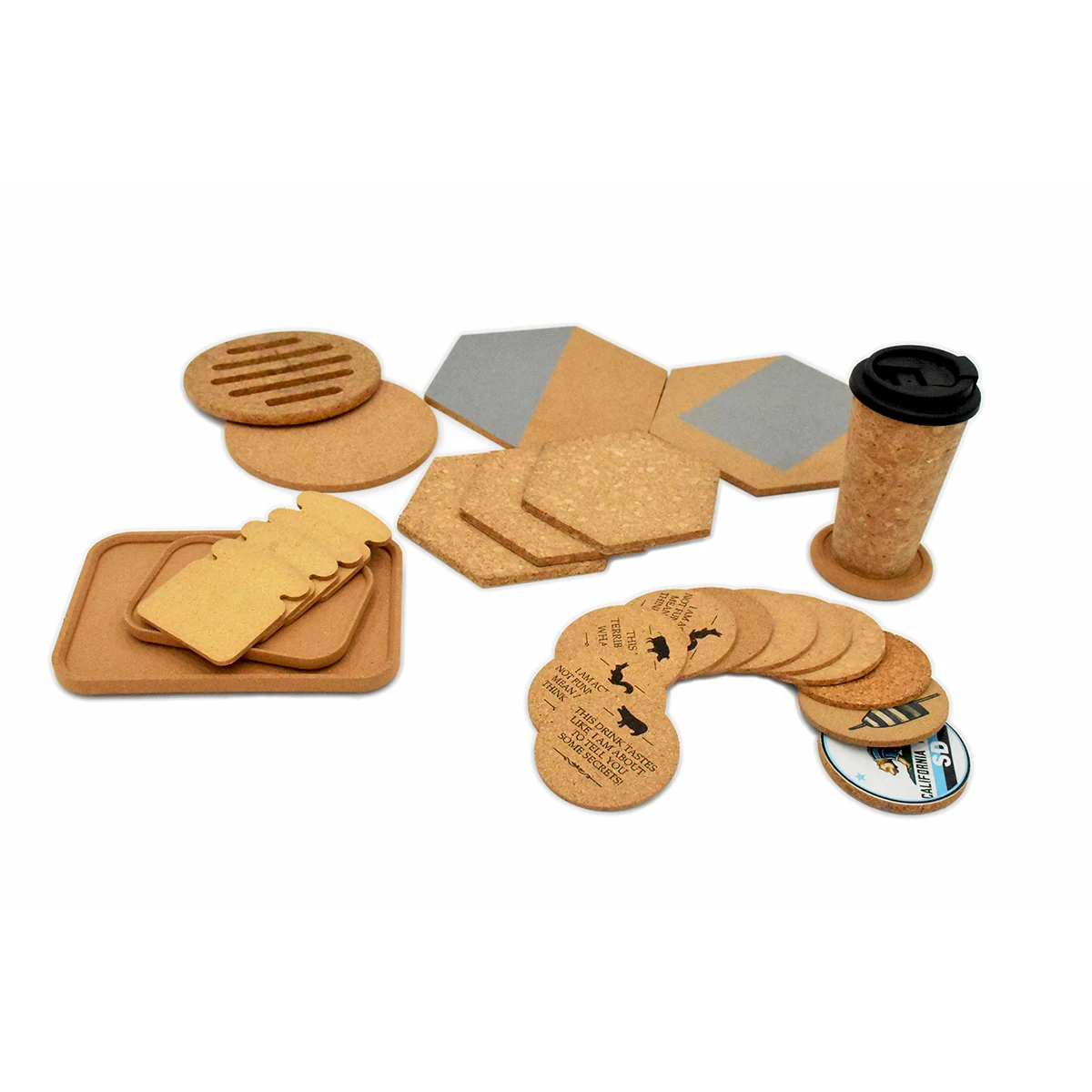 Natural Rounded Corners Cork Coasters Reusable Coasters For Sheat ...