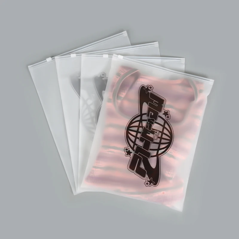 Custom High Quality CPE Frosted Zipper Packaging Bags