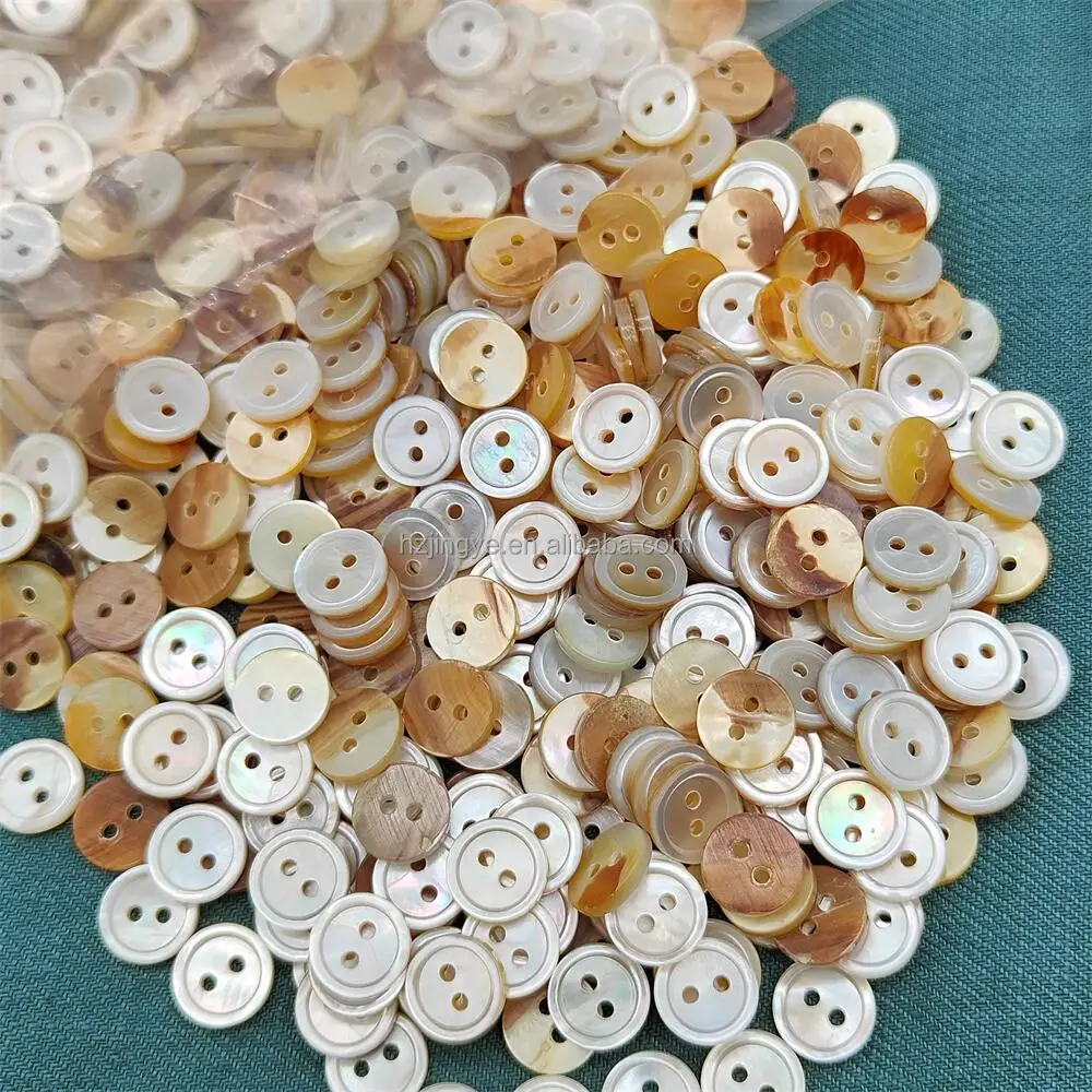 18L Two Holes One Side White Mother of Pearl Shell Button with Skin ...