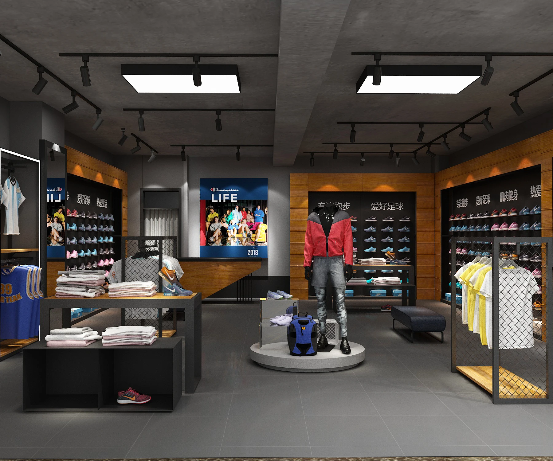 Free Design Sports Display Rack Men Sports Shoes Shop Interior Design ...