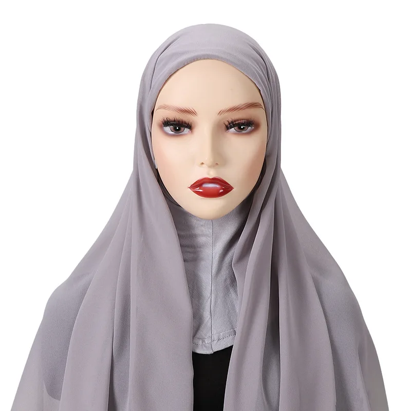 Instant Chiffon Muslim Hijab With Full Cover Bonnet Jersey Ninja ...