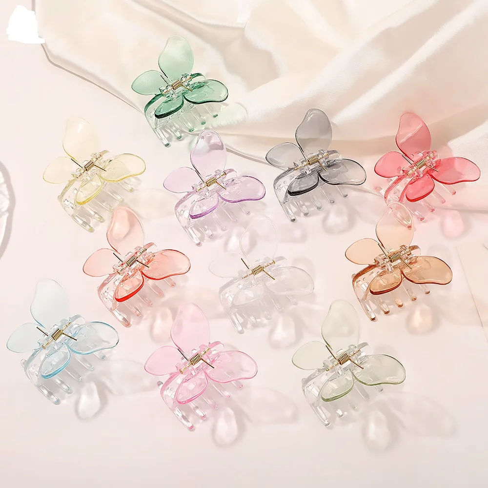 Ins Hot Selling Plastic Butterfly Hair Claw Clips 6.5cm Transparent ...