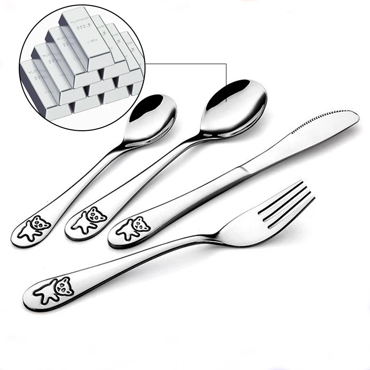 Funny Animal Carton Flatware Sets 304 Stainless Steel Mini Spoon Fork ...