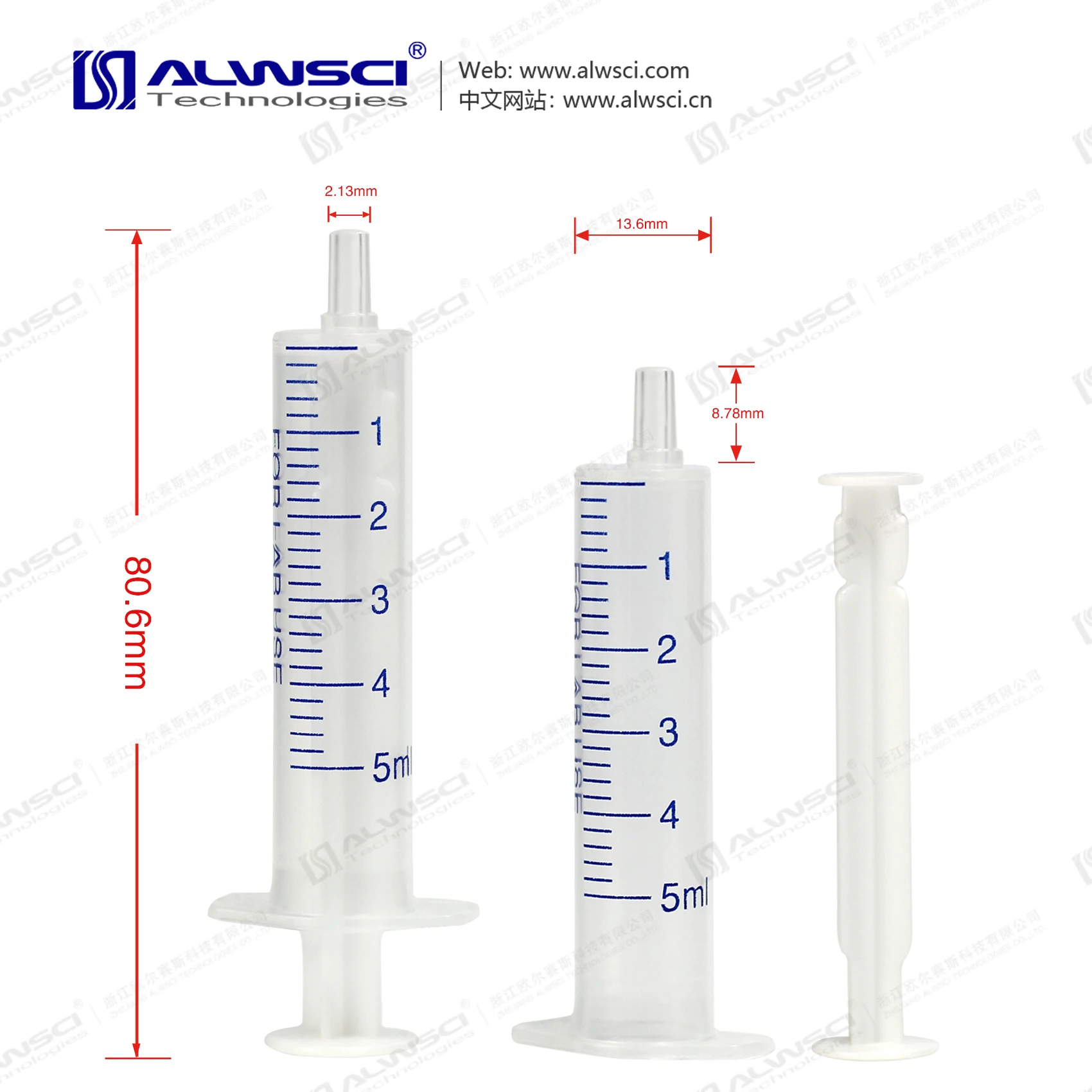 Labfil 5ml Disposable HPLC Laboratory Syringe for Lab Use