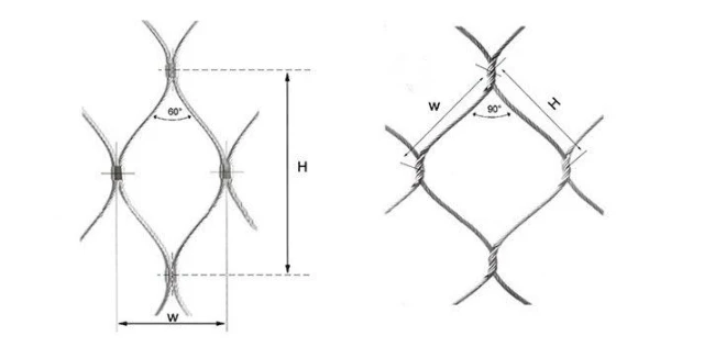 304 Stainless Steel Wire Mesh / Flexible Cable Wire Rope X-type Mesh ...