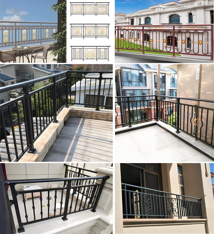 Outdoor Balcony Iron Railing Designs Luxury Villa Style Metal Handrails ...