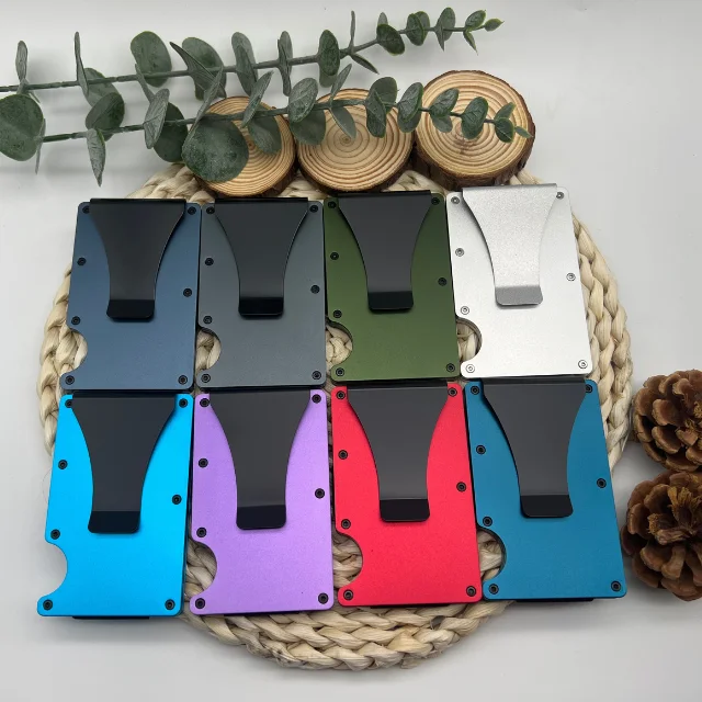 Minimalist Factory Price Black Aluminum Metal Slim Wallet With Money ...