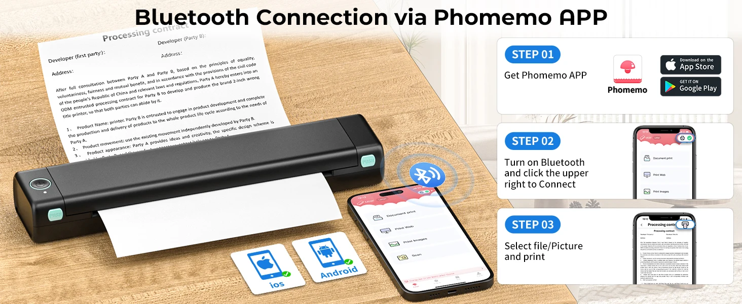 Phomemo M08F Portable Thermal Printer - Perfect for A4