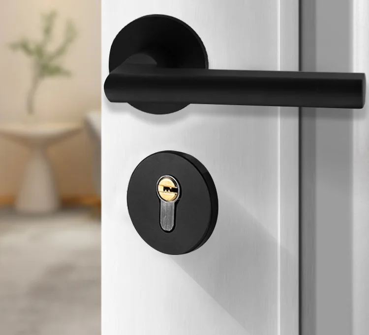 High Quality Interior Room Door Self Locking Black Door Handle Split ...
