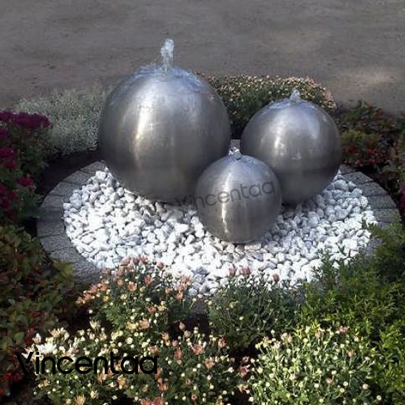 Stainless Steel Sphere Globe Hollow Ball Waterfall Fountain For Garden ...