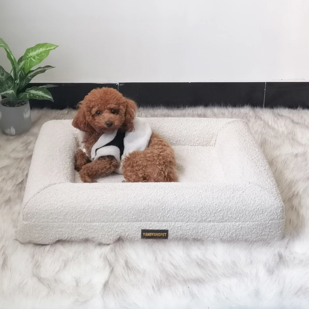 Yangyangpet Washable Removable Cover Waterproof Linen Dog Bed