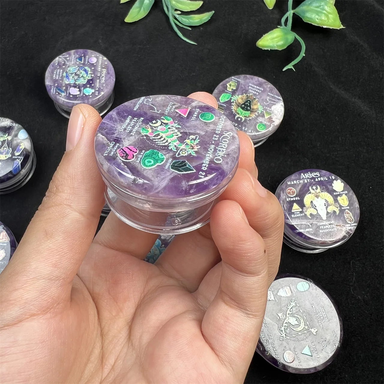 Natural Amethyst Phone Holder Healing Crystals Stone Constellation Rose ...