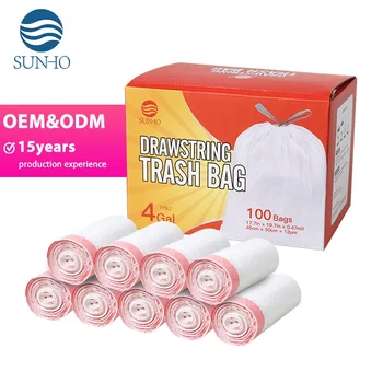 Custom Wholesale biodegradable Plastic Drawstring Trash Bag