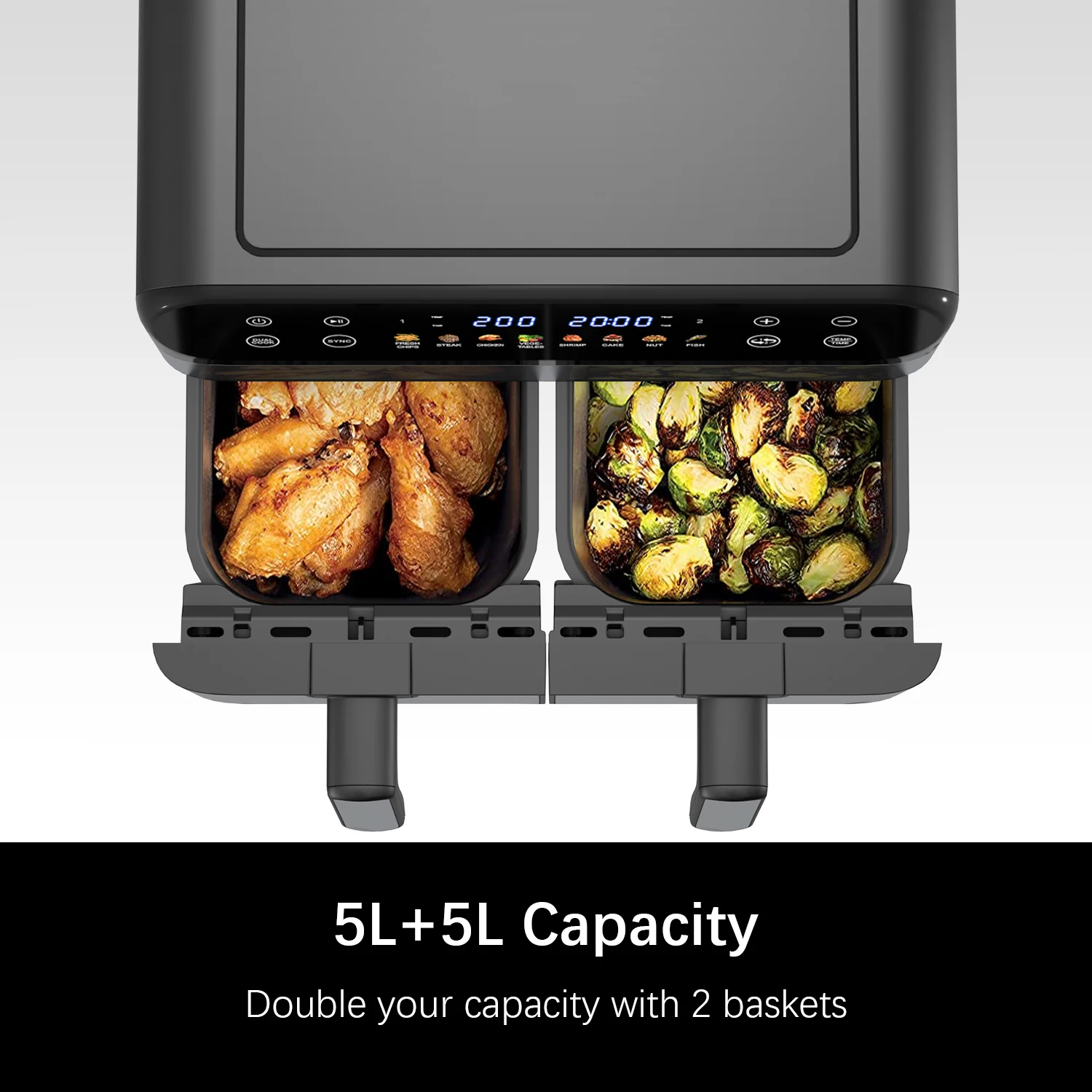 Hot Sale Double Air Fryer With Dual Basket 8l 9l 10l Two Dual Zone 2 ...