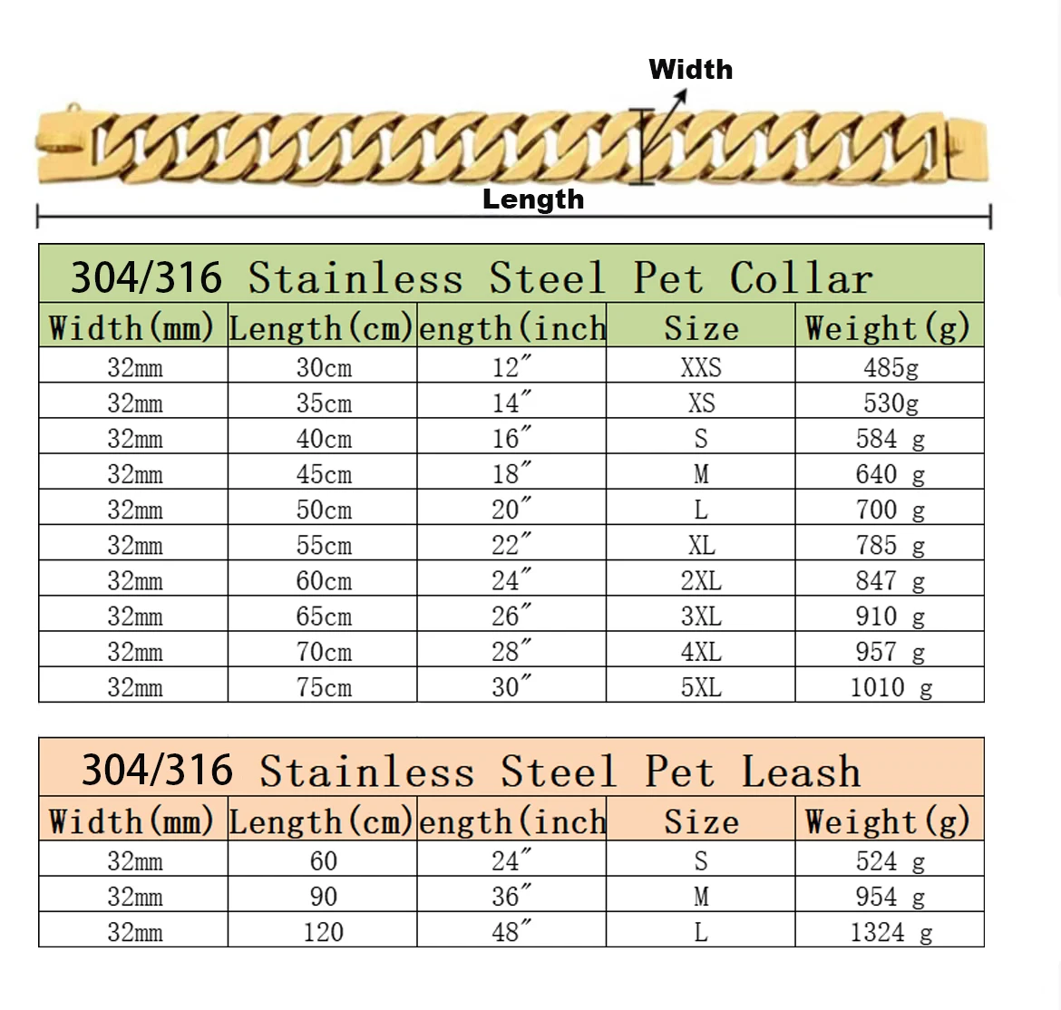 Customized Gold Cuban Dog Chain Collar - Hip Hop Style