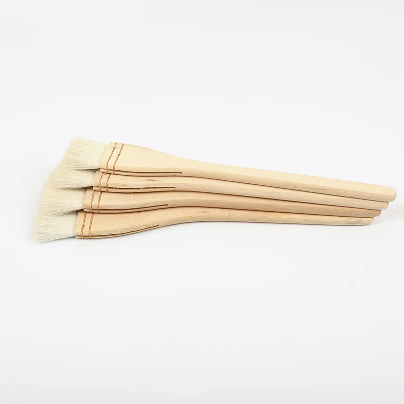 Bvew Art Wool Artist Flat Paint Brushes Set, Wooden Handle Soft Wash ...