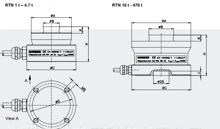 Schenck RTN C3 4.7T Load Cell IP68 Compact Sensor OEM | Wholesale