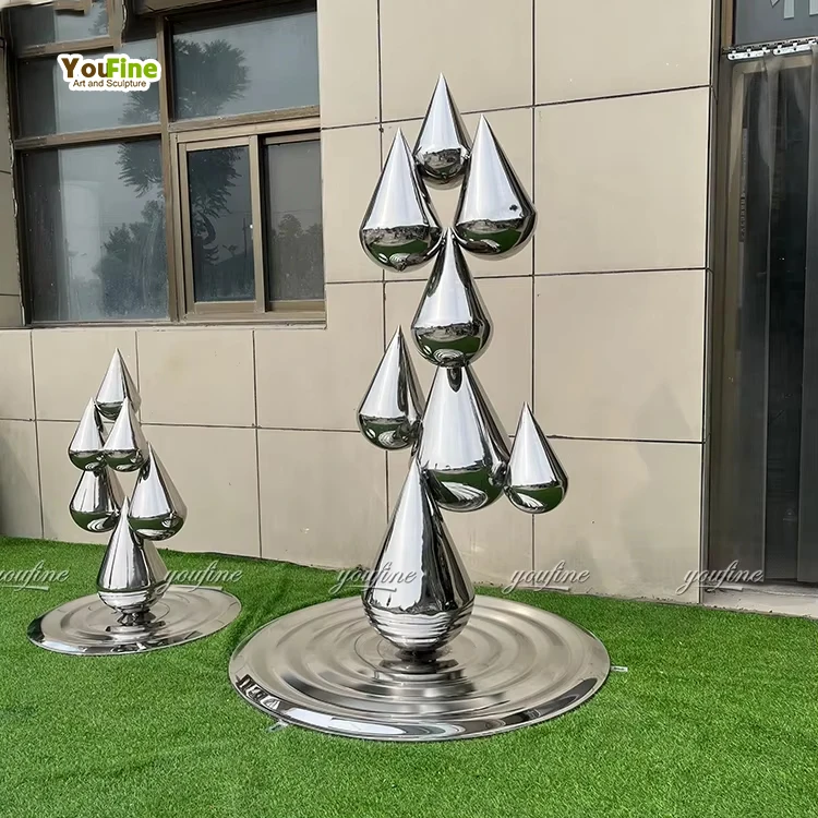 Stainless Steel Water Drop Statue Sculpture by YOU FINE