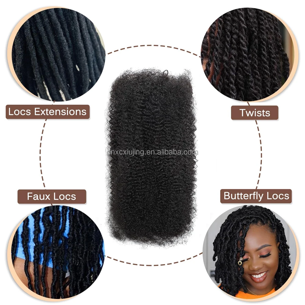 12 Inch Afro Kinky Curly Human Hair Bulk for Micro Locs, Twists, and ...