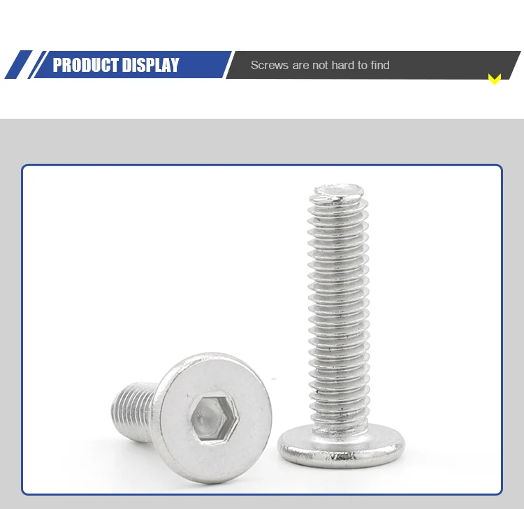 Plain Stainless Steel DIN Flush Head Bolts - 100pcs Hex Socket M2.5 M3 ...