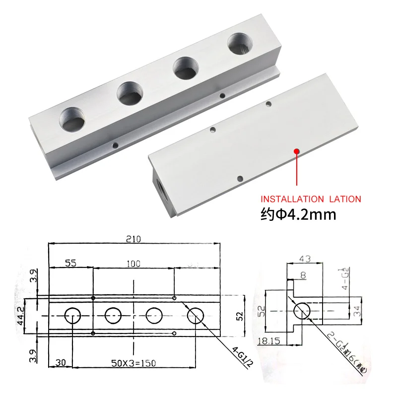 T-type Air Pneumatic Air Manifolds Block 1/4" Inlet X 1/4" Outlet 2 3 4 ...