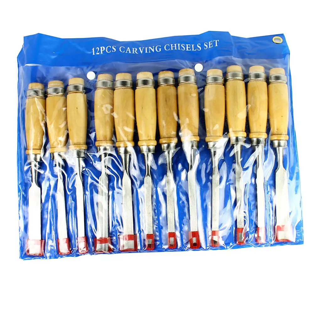 12 Piece Wood Carving Hand Chisel Tool Set Professional Woodworking ...