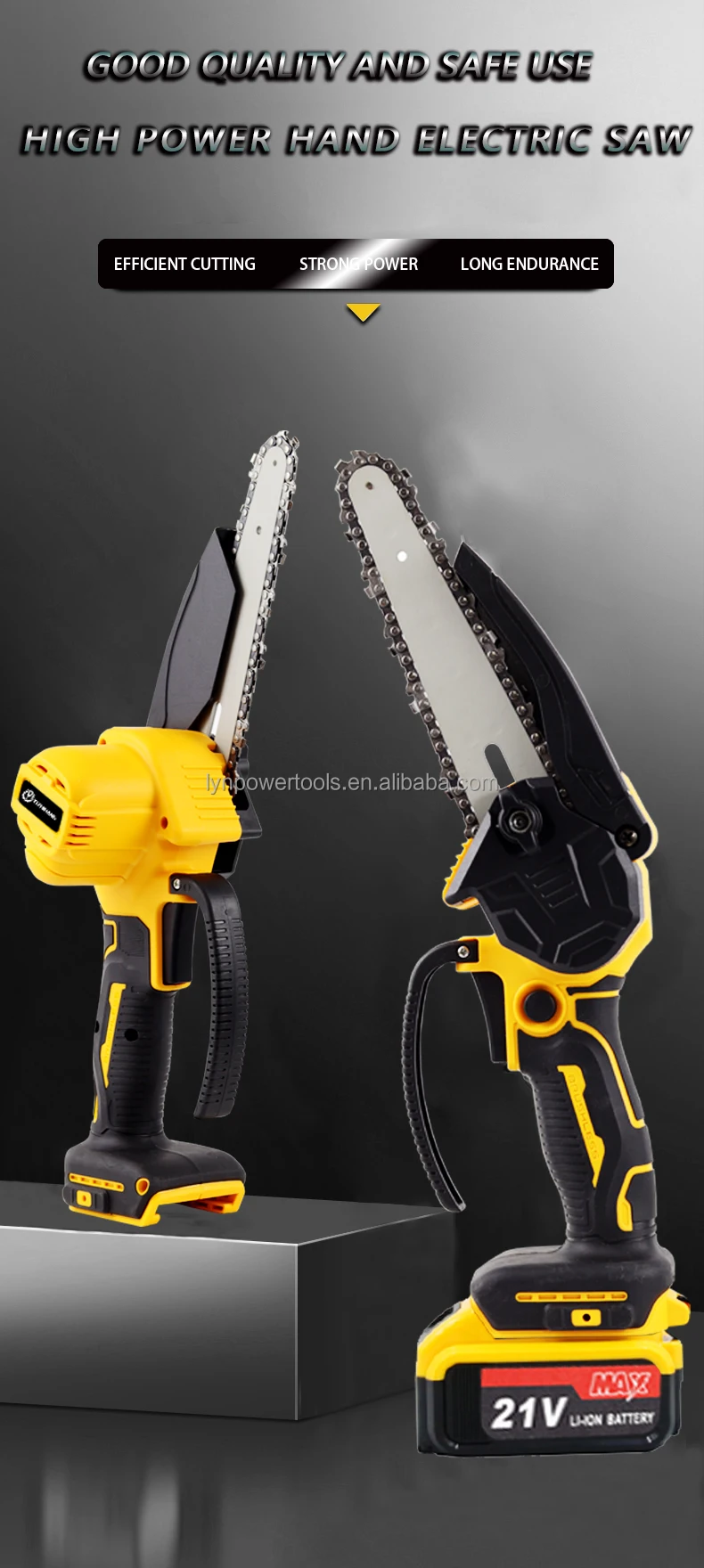 KM Cheap Price Wood Cutter 8inch Battery Lithium Chainsaw