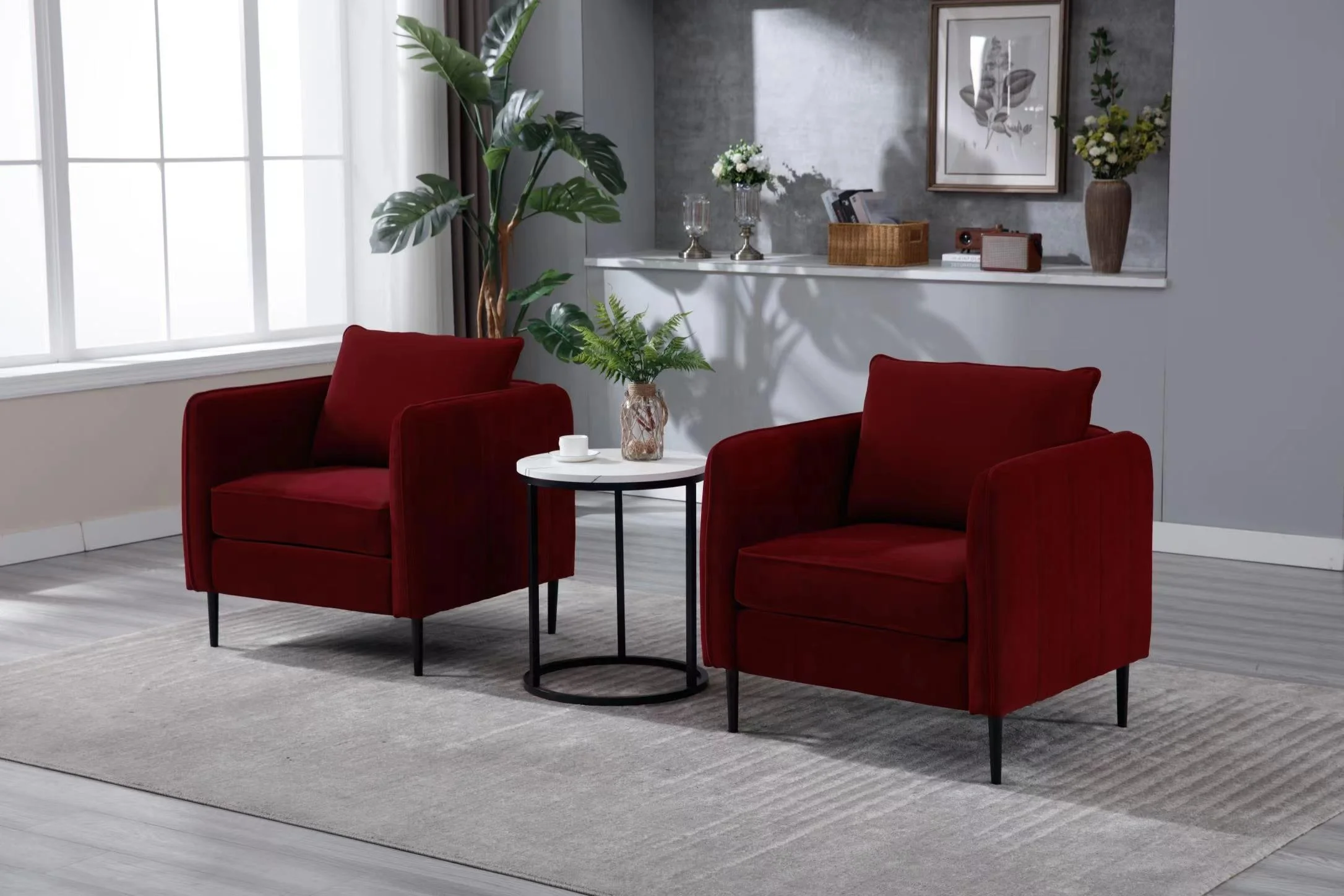 High Quality Red Texture Single Person Living Room Sofa With Armrests ...