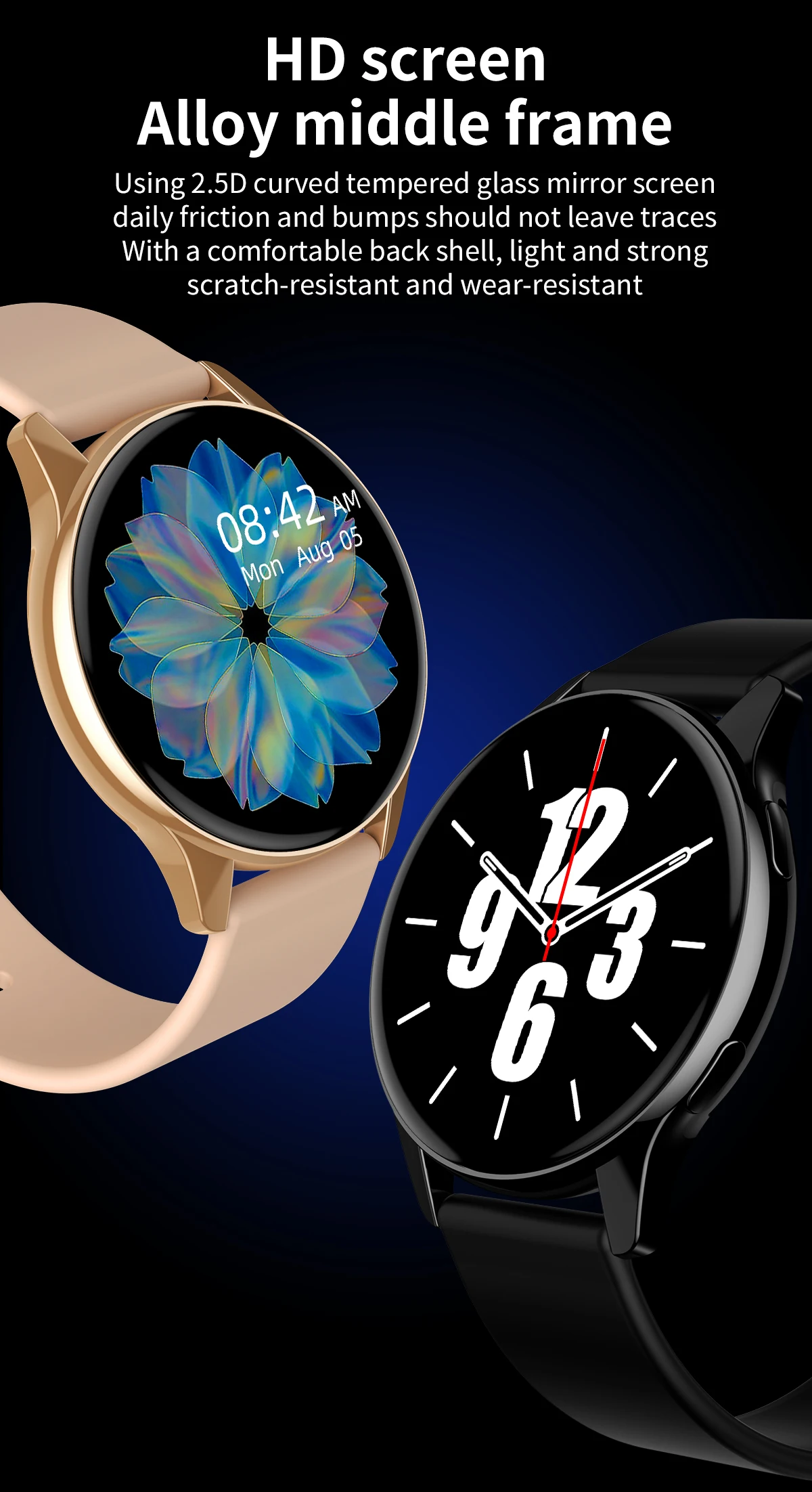 Round Screen Smart Watch T2 Pro - IP67 Waterproof Fitness Tracker