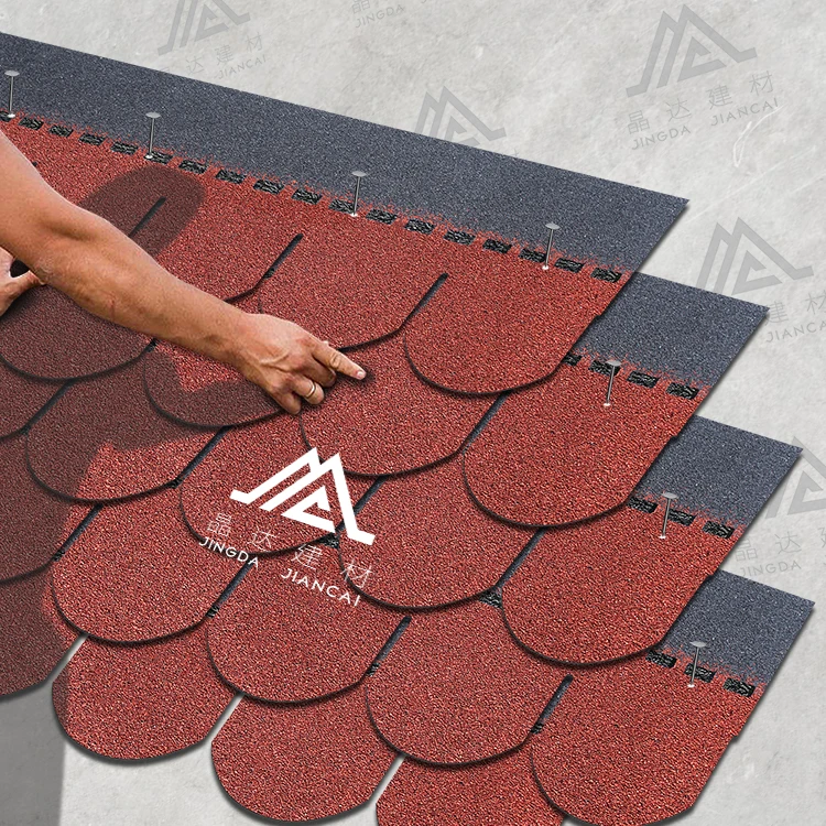 factory customized mini new asphalt roof shingles fish scale red roof ...