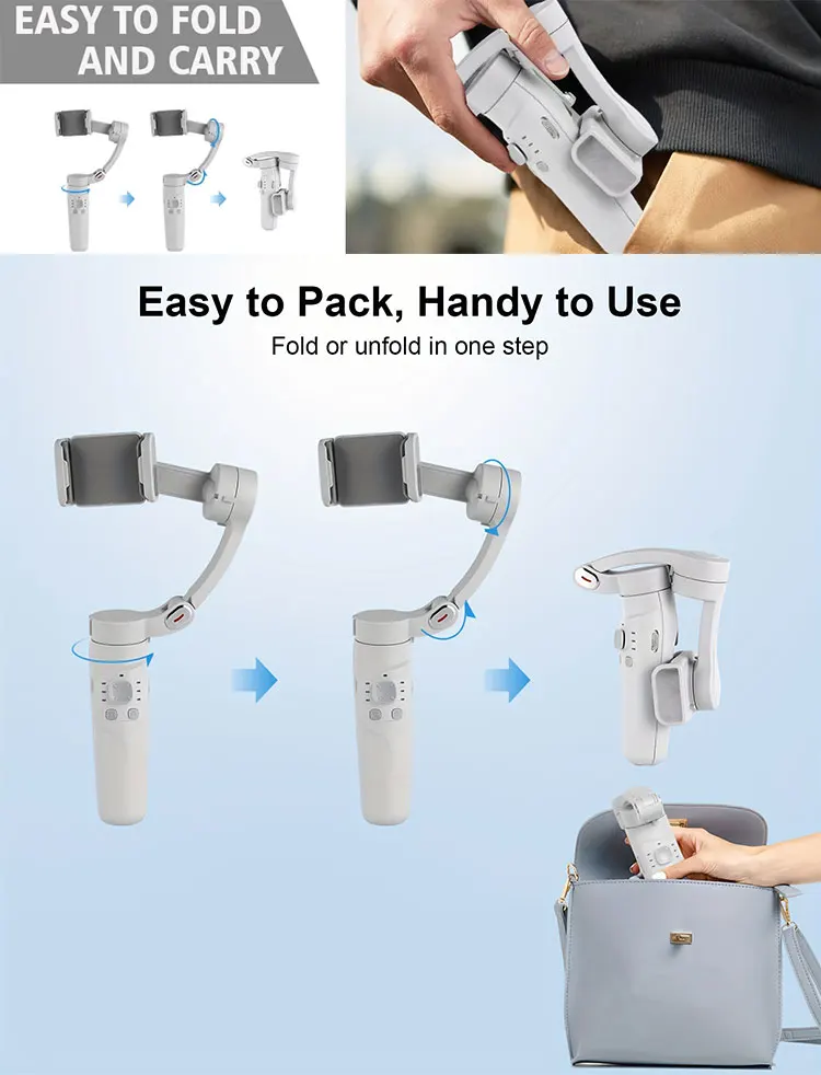 3 Axis Gimbal Professional Cell Phone 360 Rotation Gimble Stabilizer ...