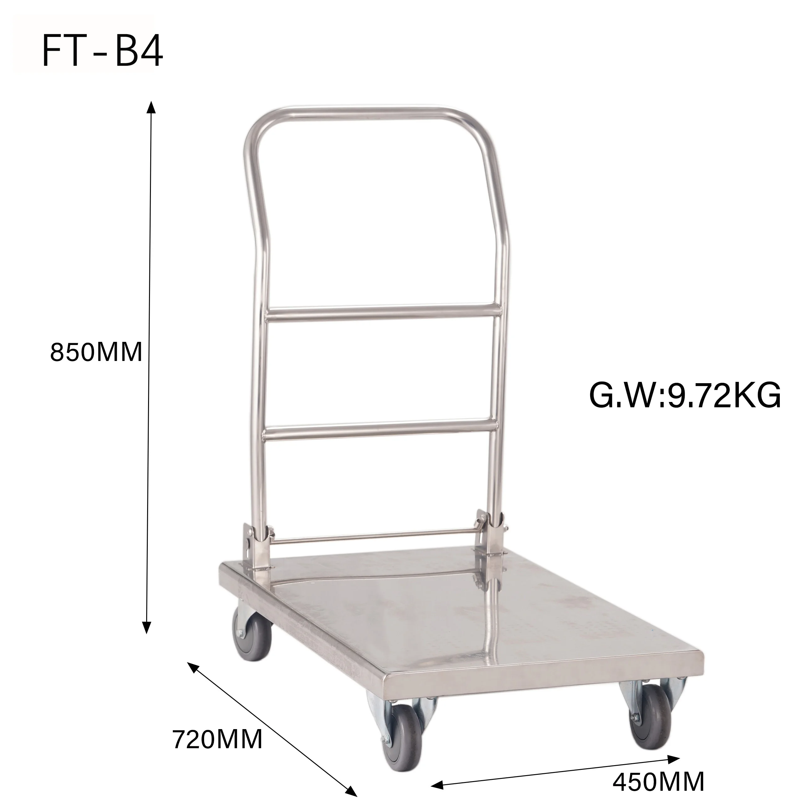 Heavy Duty Flat Cart Hand Trucks Stainless Steel Push Cart Foldable ...