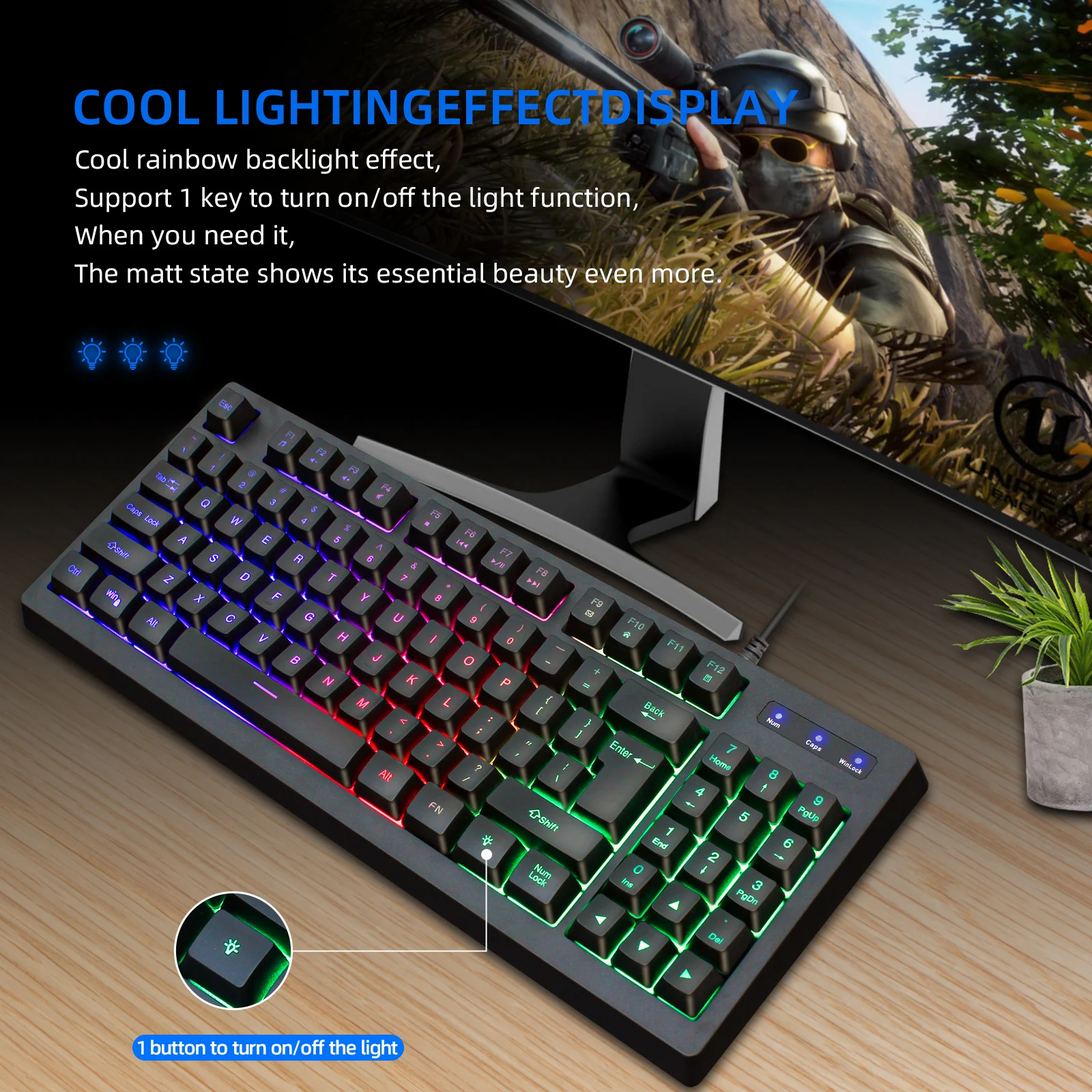 K901 Wired 89-Keys LED Backlit Computer Gaming Keyboard USB 3.0 ...