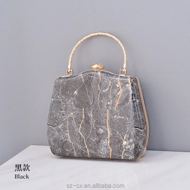 Ladies Fashionable Portable Marble Pattern Stone Clutch Purse Crossbody ...