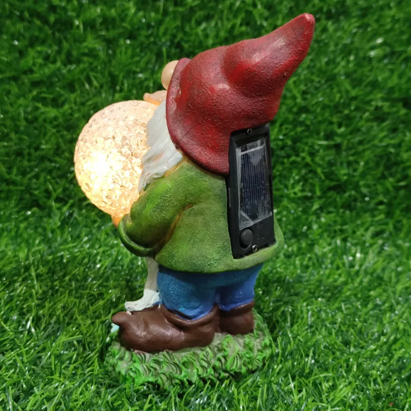 New Resin Solar Dwarf Sculpture Elf Ball Light Christmas Resin Crafts ...