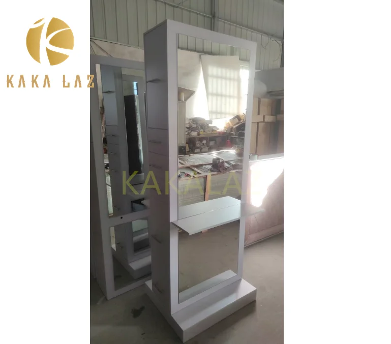 White Mirrored Console Table Double Sided Led Light Mirror Salon Mirror ...