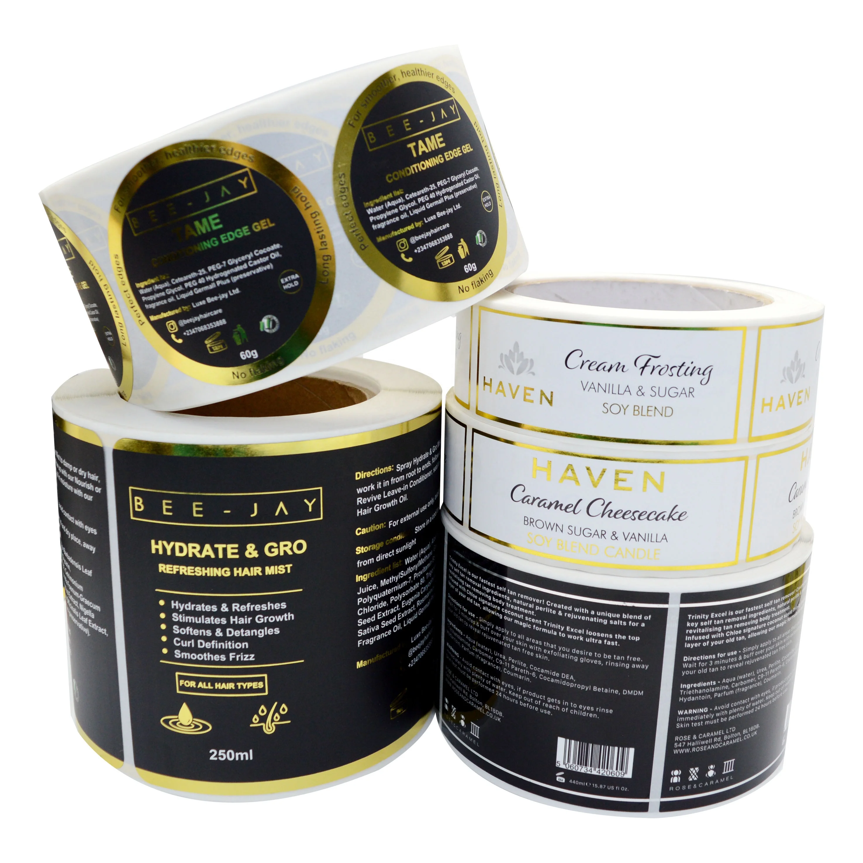 Custom Round Vinyl Waterproof Labels for Cosmetic Jars